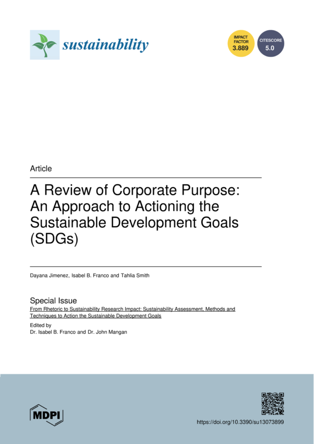 A Review of Corporate Purpose: An Approach to Action the Sustainable ...